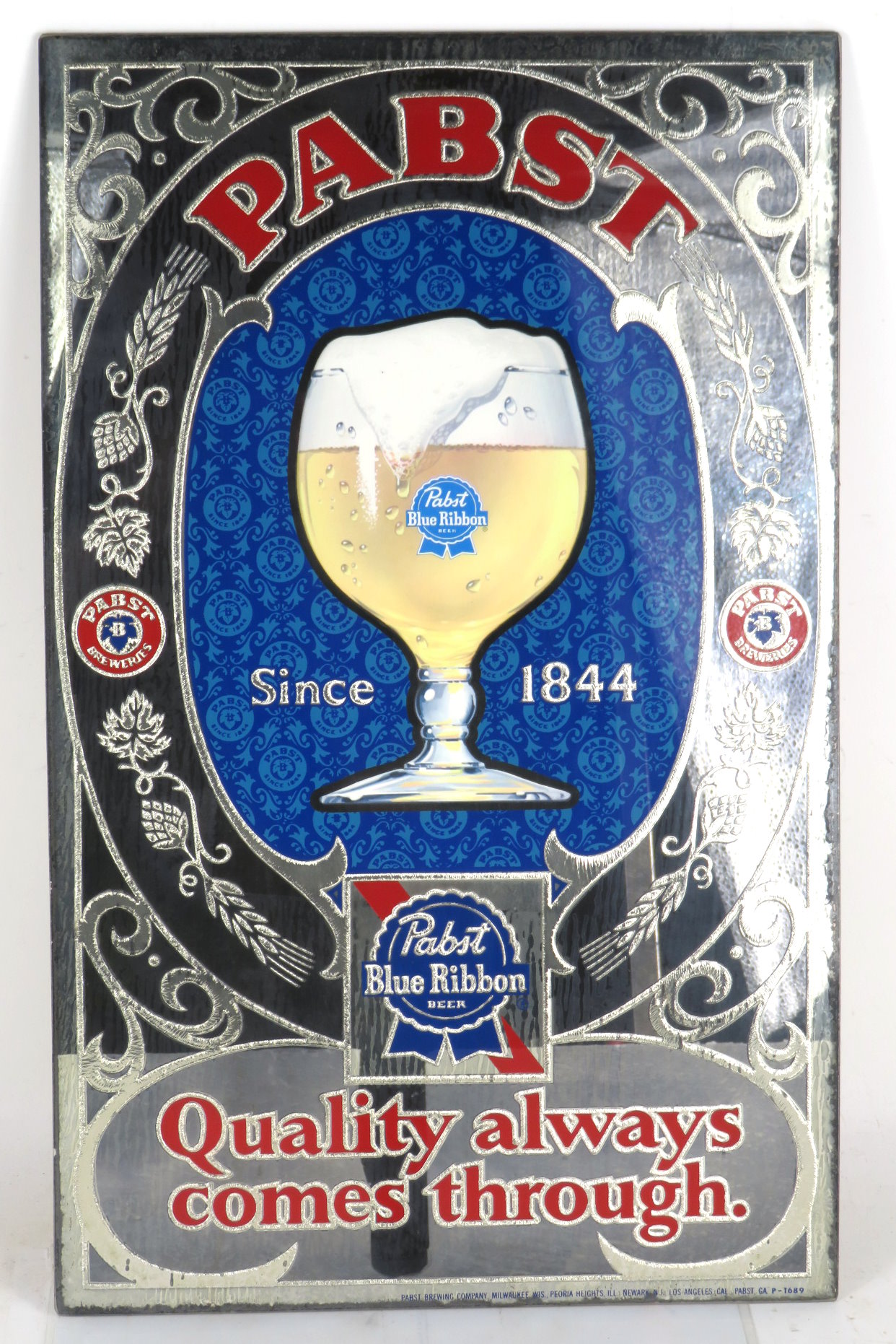 Item #98350 1975 Pabst Blue Ribbon Beer Mirror (P-1689) Bar Mirror