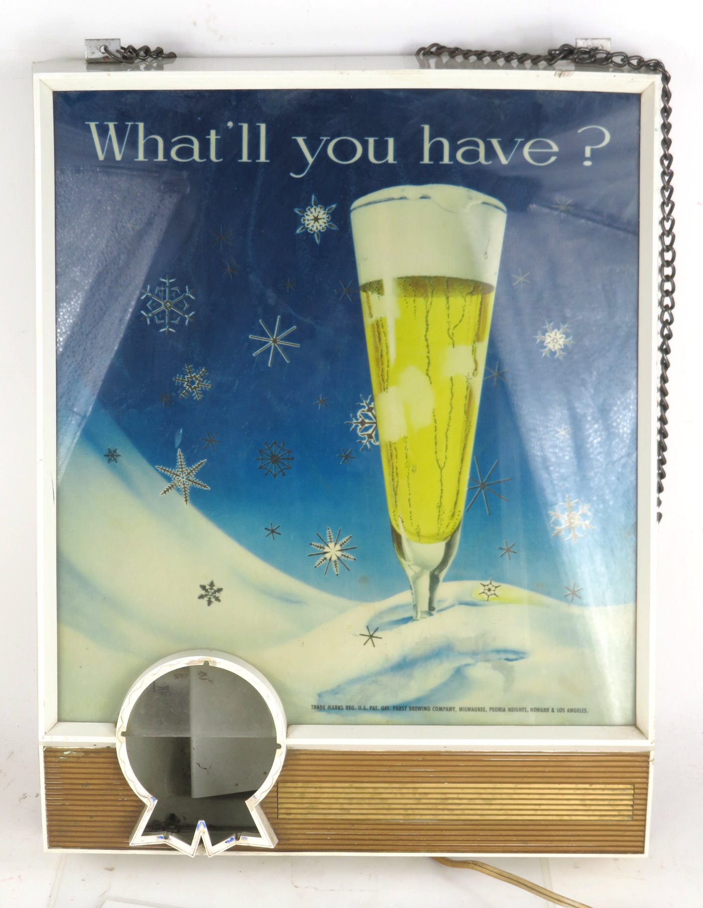 Item #21719 1954 Pabst Blue Ribbon Beer Snowflake Motion Sign