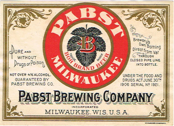 Item #91112 1906 Pabst Boh Brand Beer Label WI286-41