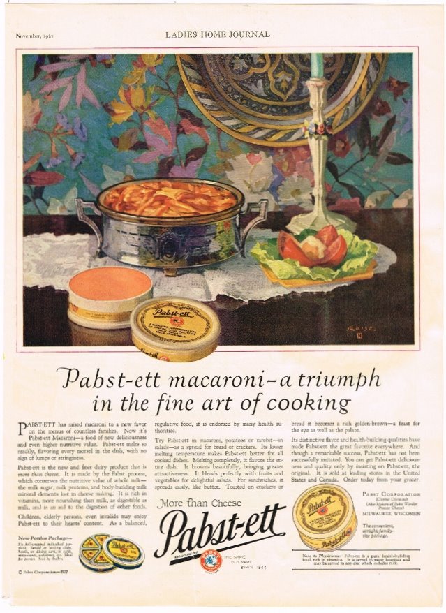 Item #101312 1927 Pabst-Ett Cheese Paper Ad