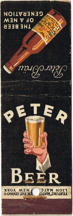 Item #24178 1933 Peter Beer Matchcover NJ-PETER-1