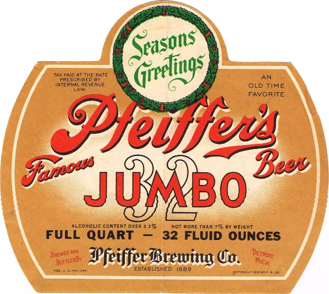 Item #102097 1936 Pfeiffer's Famous Beer Label CS47-25