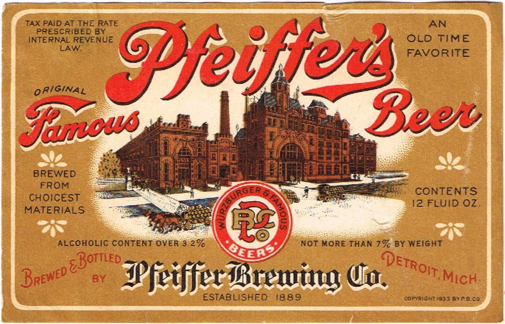 Item #23532 1935 Pfeiffer Famous Beer Label CS47-10v