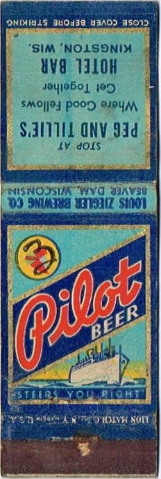 Item #51617 1939 Pilot Beer Matchcover WI-ZIEG-3-PEG&THB2