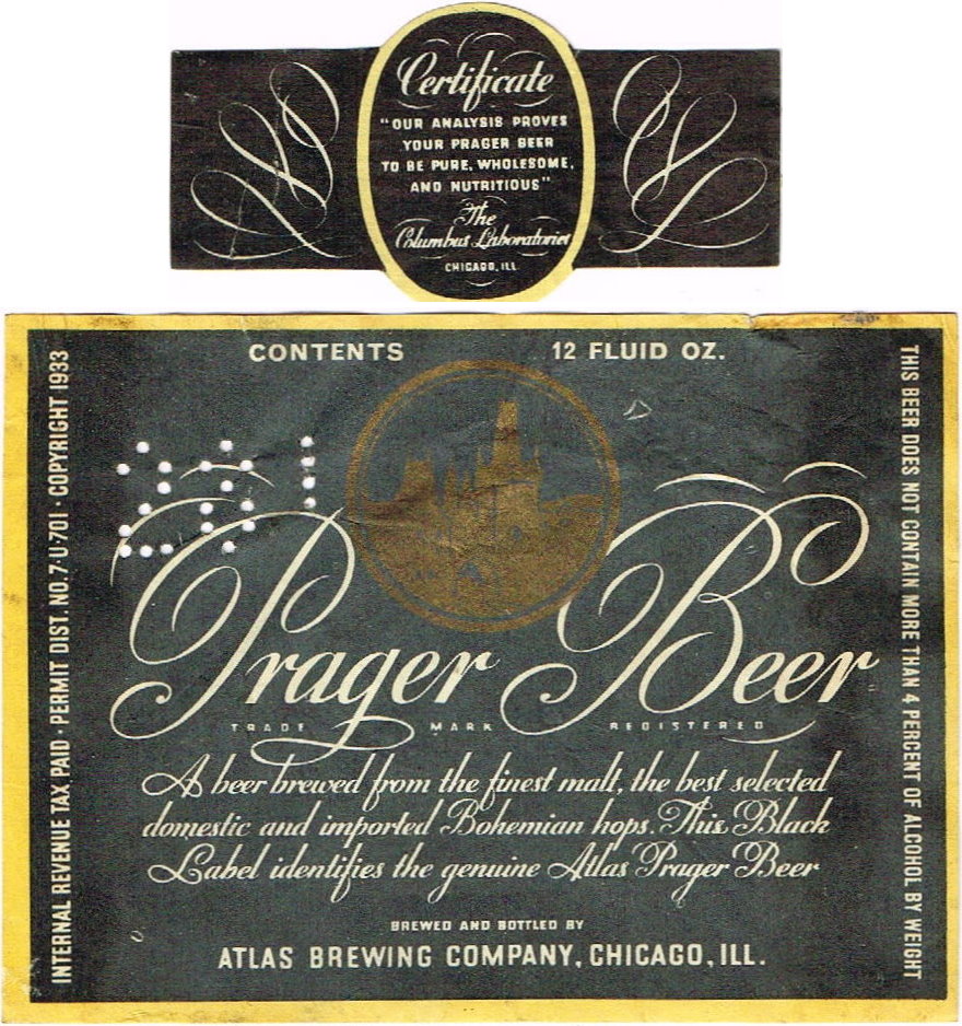Item #100640 1933 Prager Beer Label IL12-14