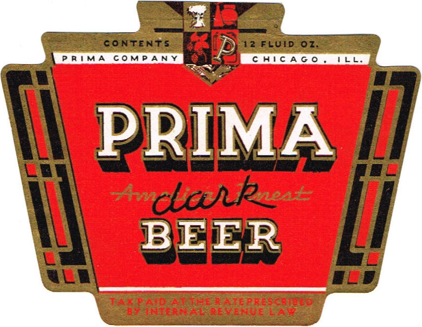 Item #20904 1935 Prima Dark Beer Label IL40-13