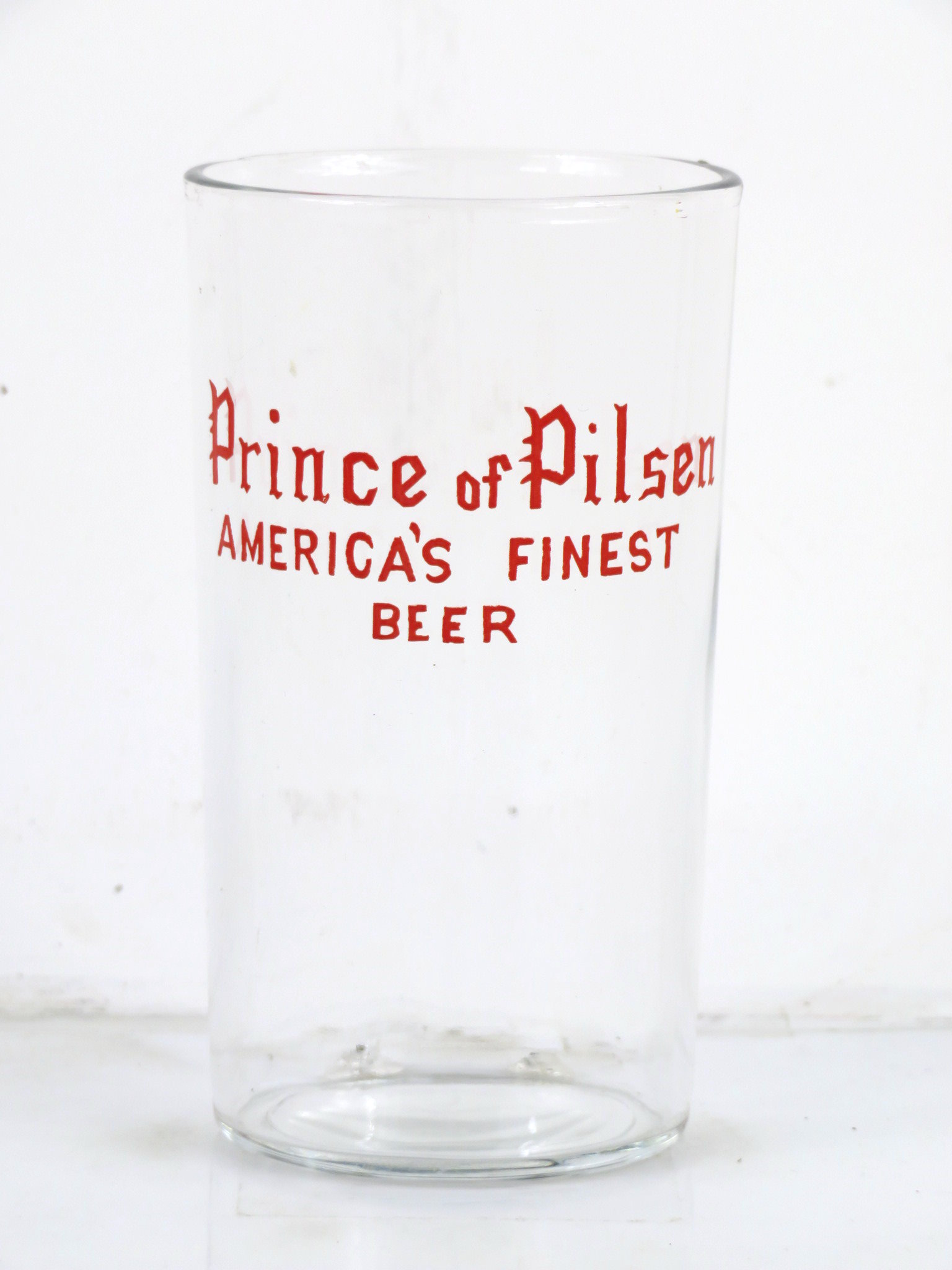 Item #96300 1937 Prince Of Pilsen Beer Straight Sided ACL Drinking Glass