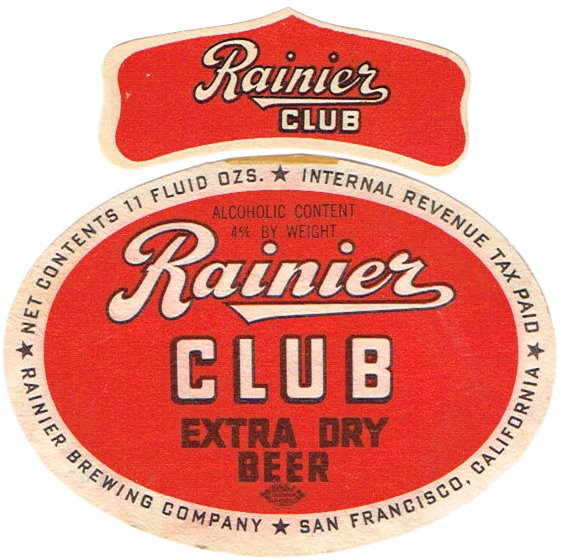 Item #91239 1943 Rainier Club Extra Dry Beer Label WS42-14