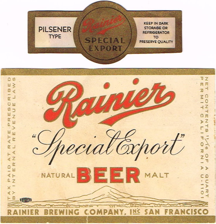 Item #91230 1935 Rainier Special Export Beer Label WS42-01
