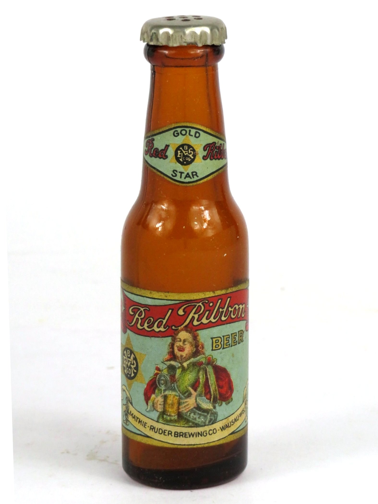 Item #8874 1937 Red Ribbon Beer Mini Bottle