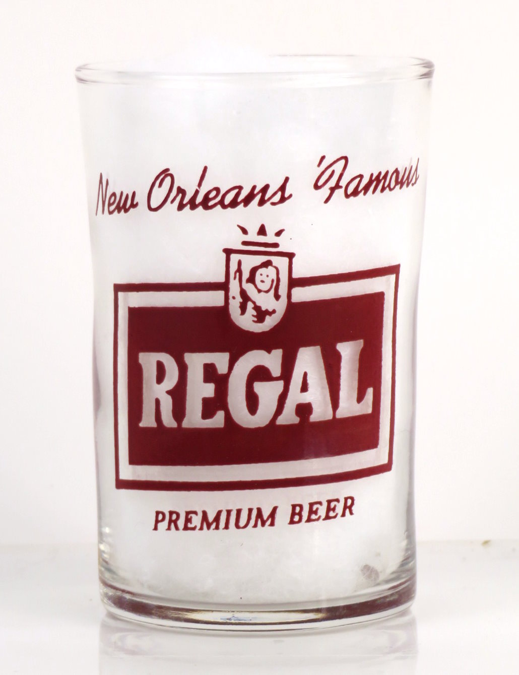 Item #95850 1959 Regal Beer (Maroon) Straight Sided ACL Drinking Glass