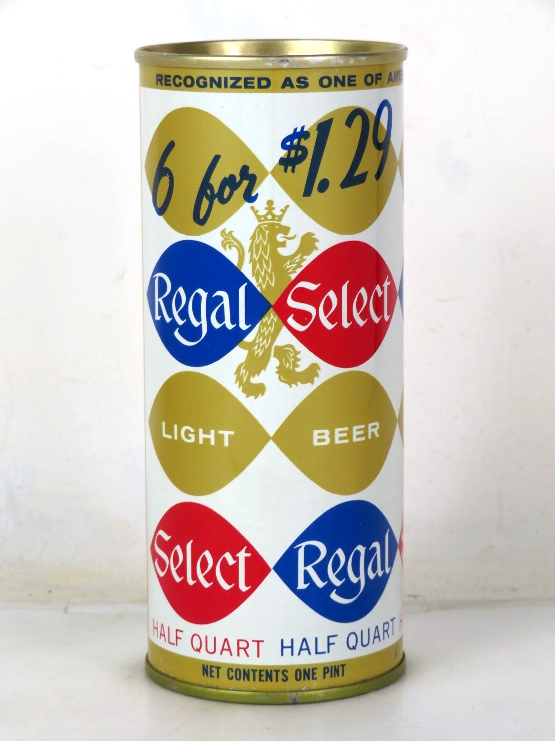 Item #82 1968 Regal Select Beer "6 For $1.29" Tab Top Can T163-06.1