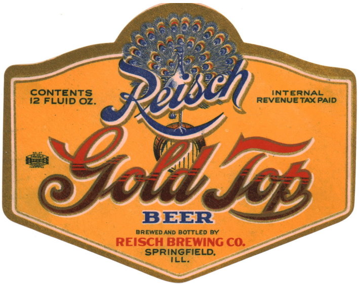 Item #62286 1935 Reisch Gold Top Beer Label IL101-14V