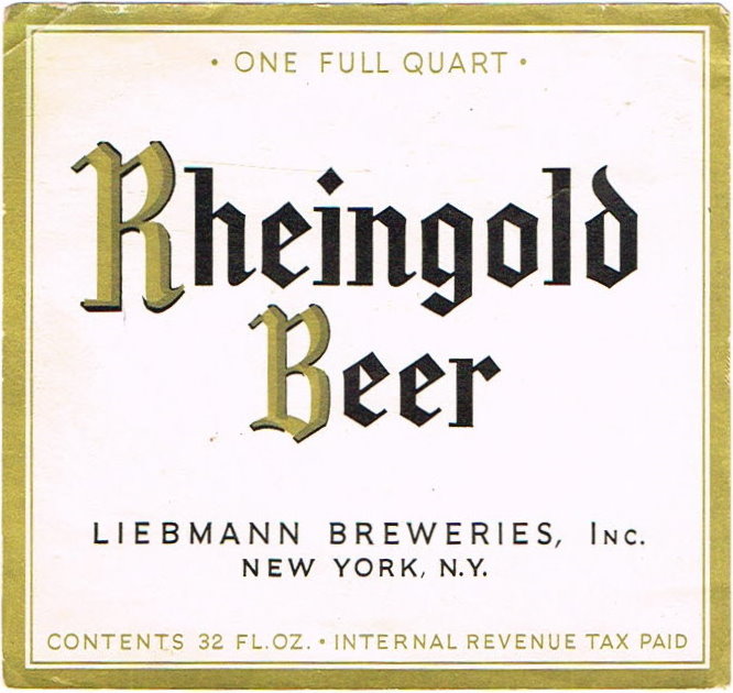 Item #92217 1947 Rheingold Beer Label NY58-