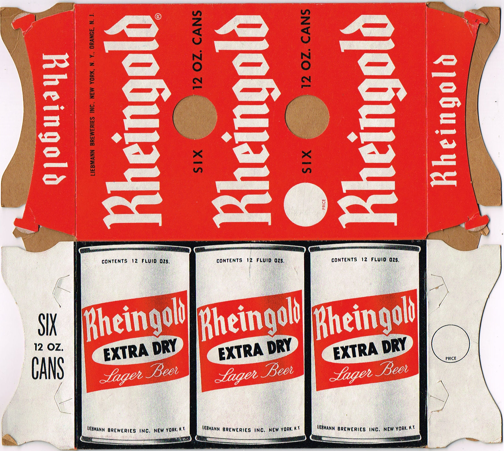 Item #96878 1960 Rheingold Extra Dry Beer 6 pack Six-pack Holder 123-07