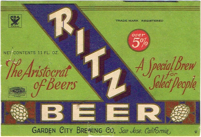 Item #49702 1933 Ritz Beer Label WS50-23