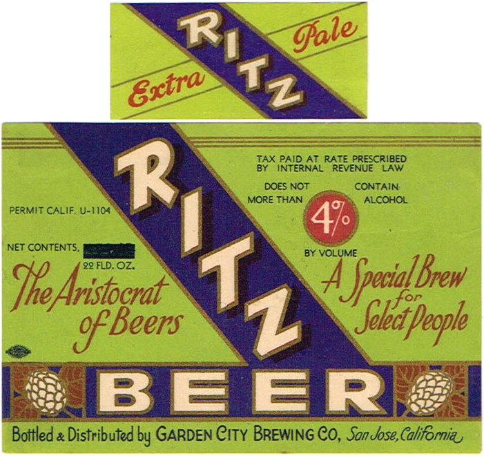 Item #91386 1933 Ritz Lager Beer Label WS40-23