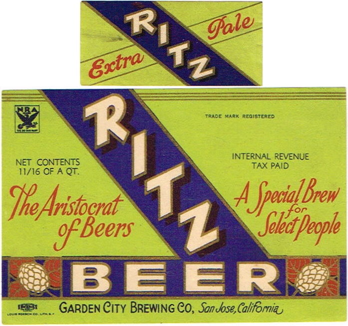 Item #91727 1936 Ritz Lager Beer Label WS50-23