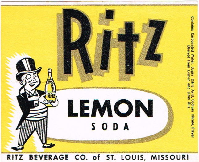Item #103653 1950 Ritz Lemon Soda St Louis Missouri Label