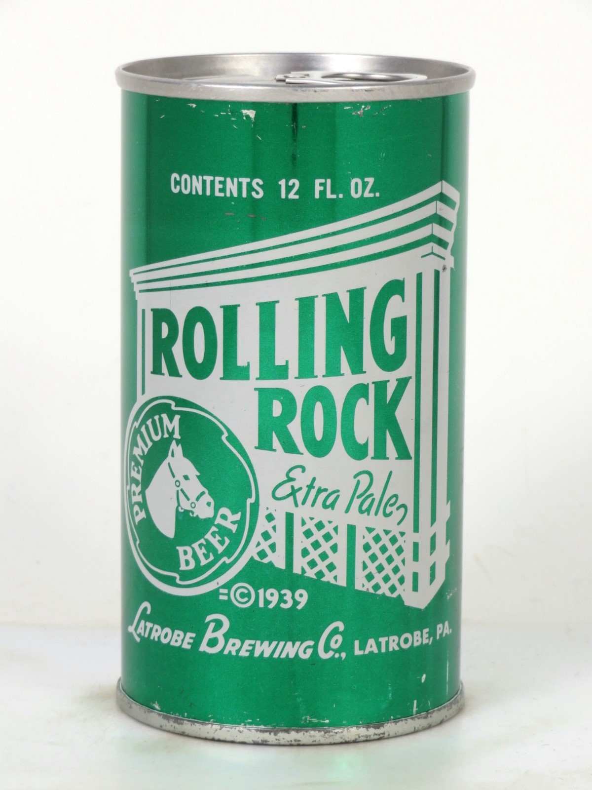 Item #38710 1966 Rolling Rock Extra Pale Beer Tab Top Can T116-15v
