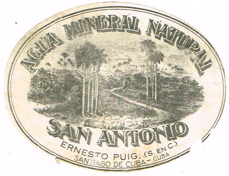 Item #98898 1915 San Antonio Mineral Water Sanitago De Cuba Label
