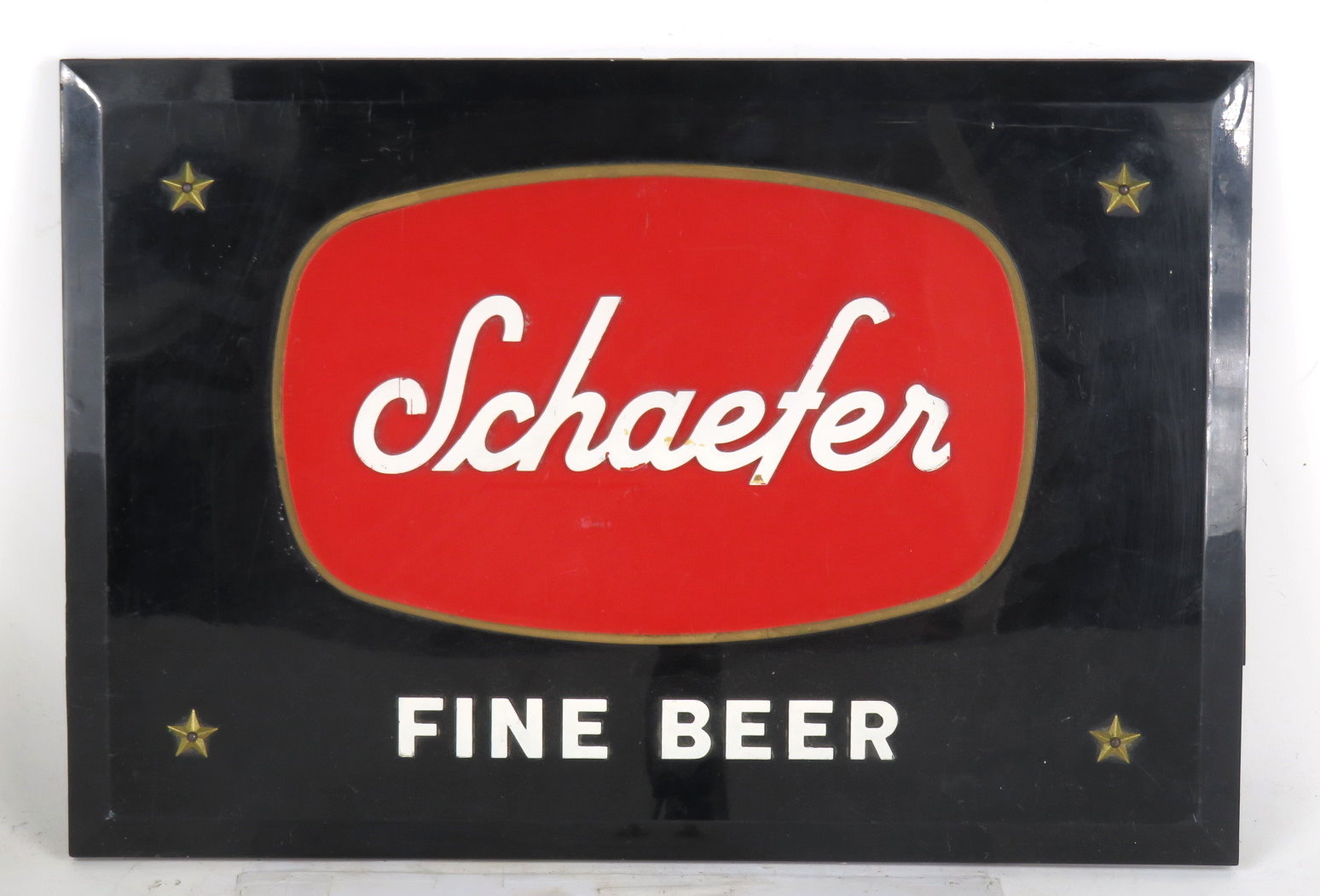 Item #98523 1955 Schaefer Fine Beer (large) Plastic Easelback Plastic Sign