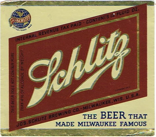 Item #91043 1939 Schlitz Beer Label WI316-101V