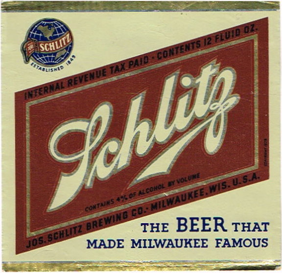 Item #91050 1939 Schlitz Beer Label WI316-101V