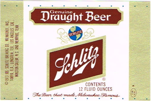 Item #108343 1973 Schlitz Draught Beer Label