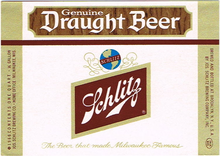 Item #92221 1966 Schlitz Draught Beer Label
