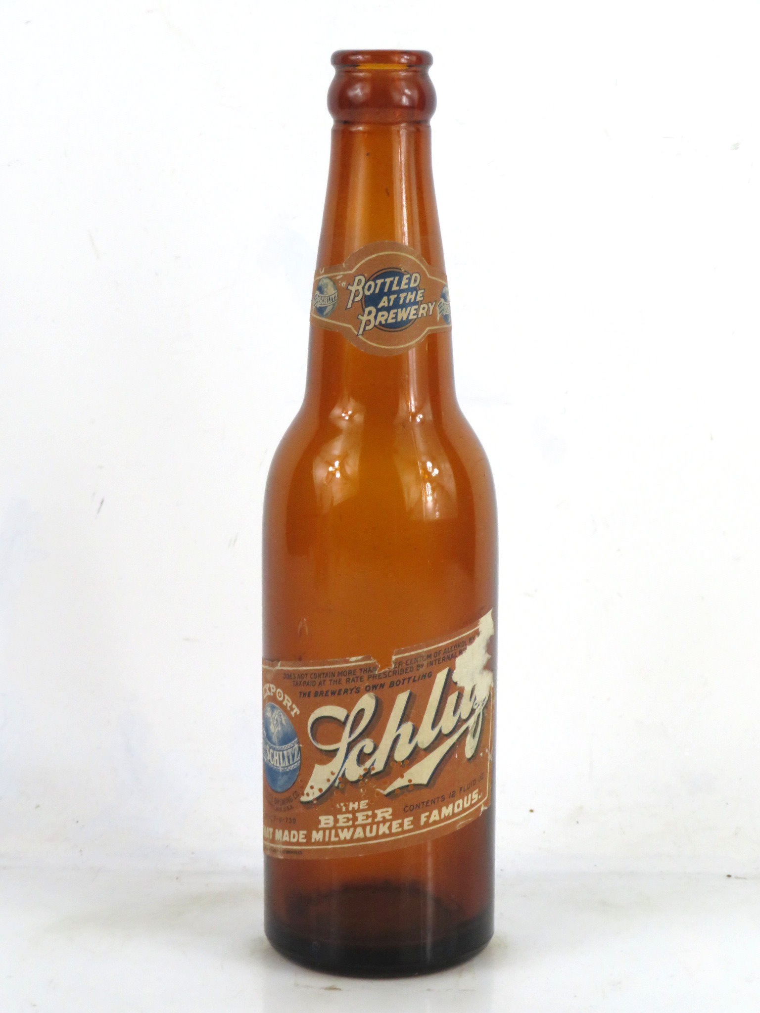 Item #6802 1936 Schlitz Export Beer Bottle