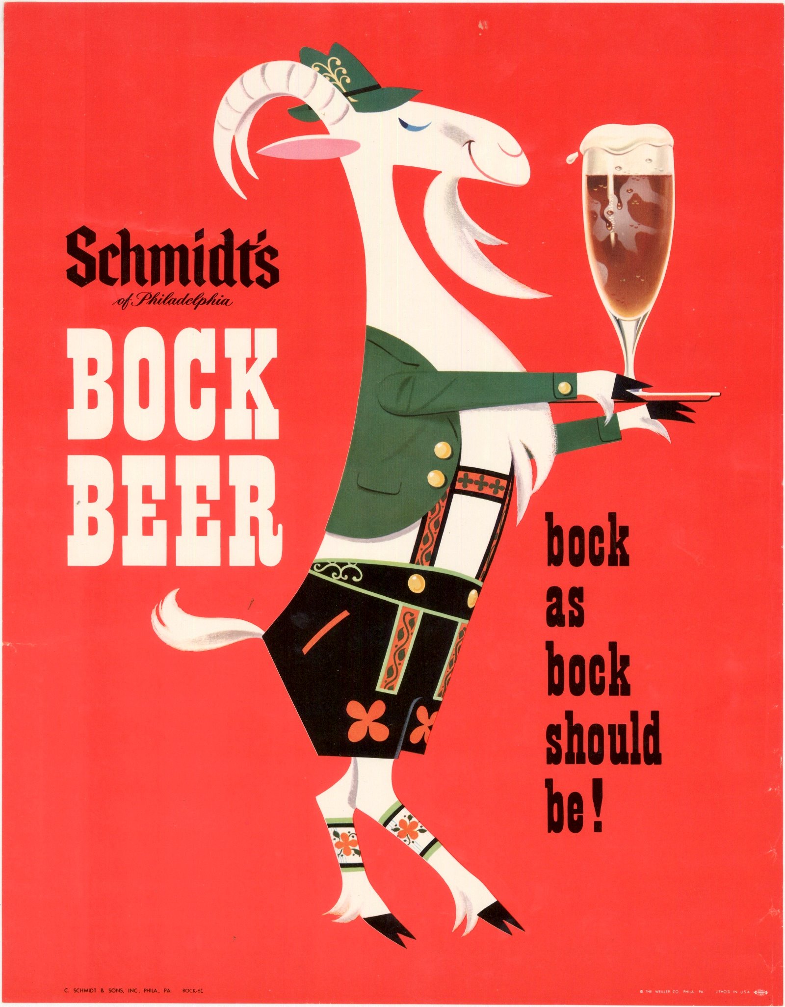 Item #95519 1965 Schmidt's Bock Beer Poster Sign