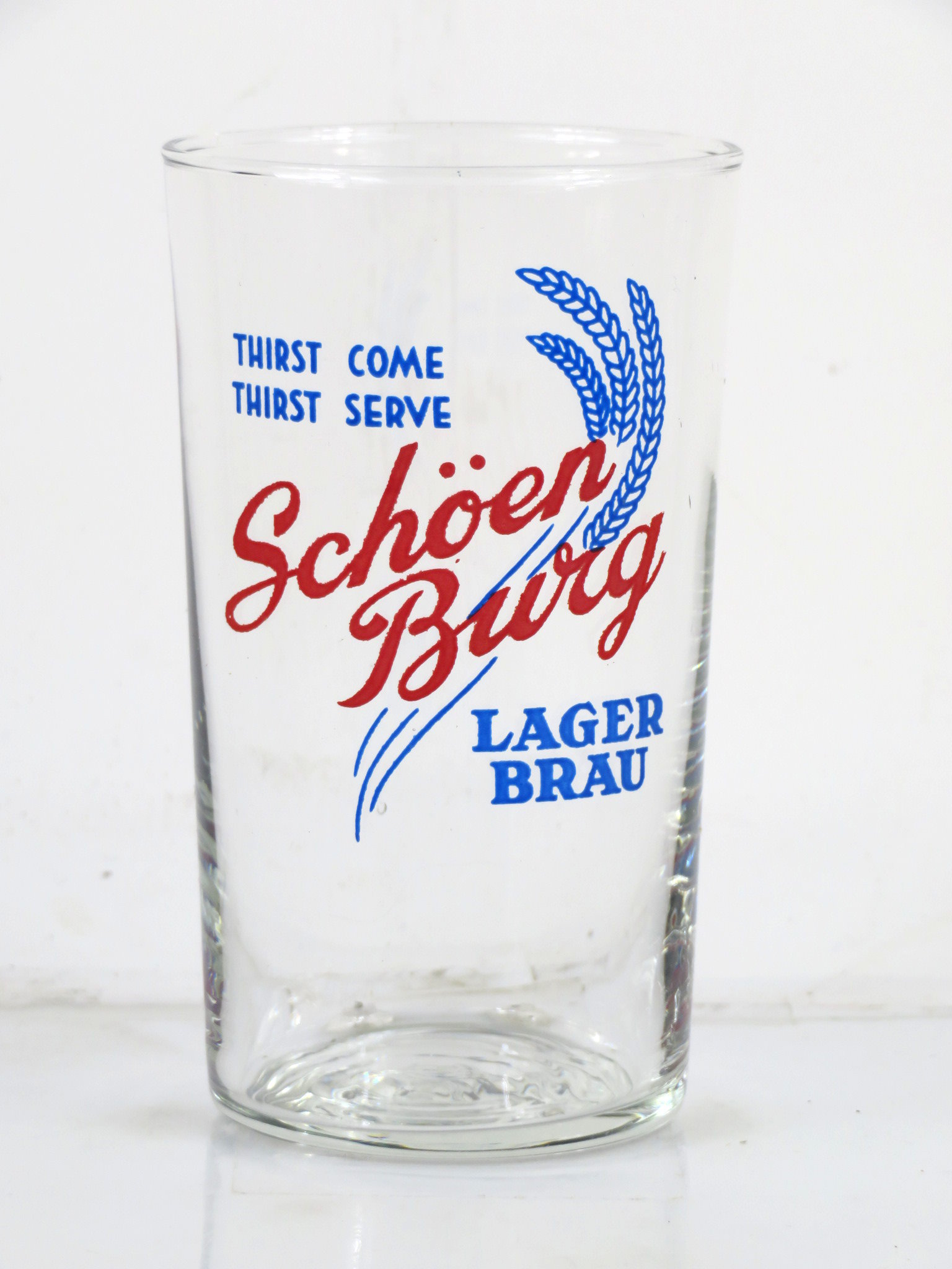 Item #33732 1955 Schoen Burg Beer Straight Sided ACL Drinking Glass