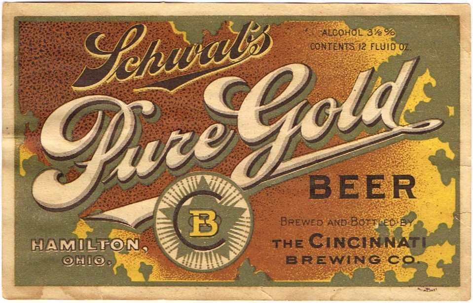 Item #110265 1910 Schwab's Pure Gold Beer Dupe Label OH69-08