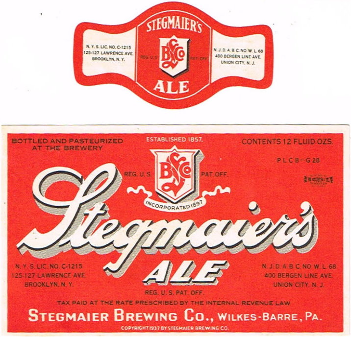 Item #65773 1936 Stegmaier's XXX Ale Label PA124-20V