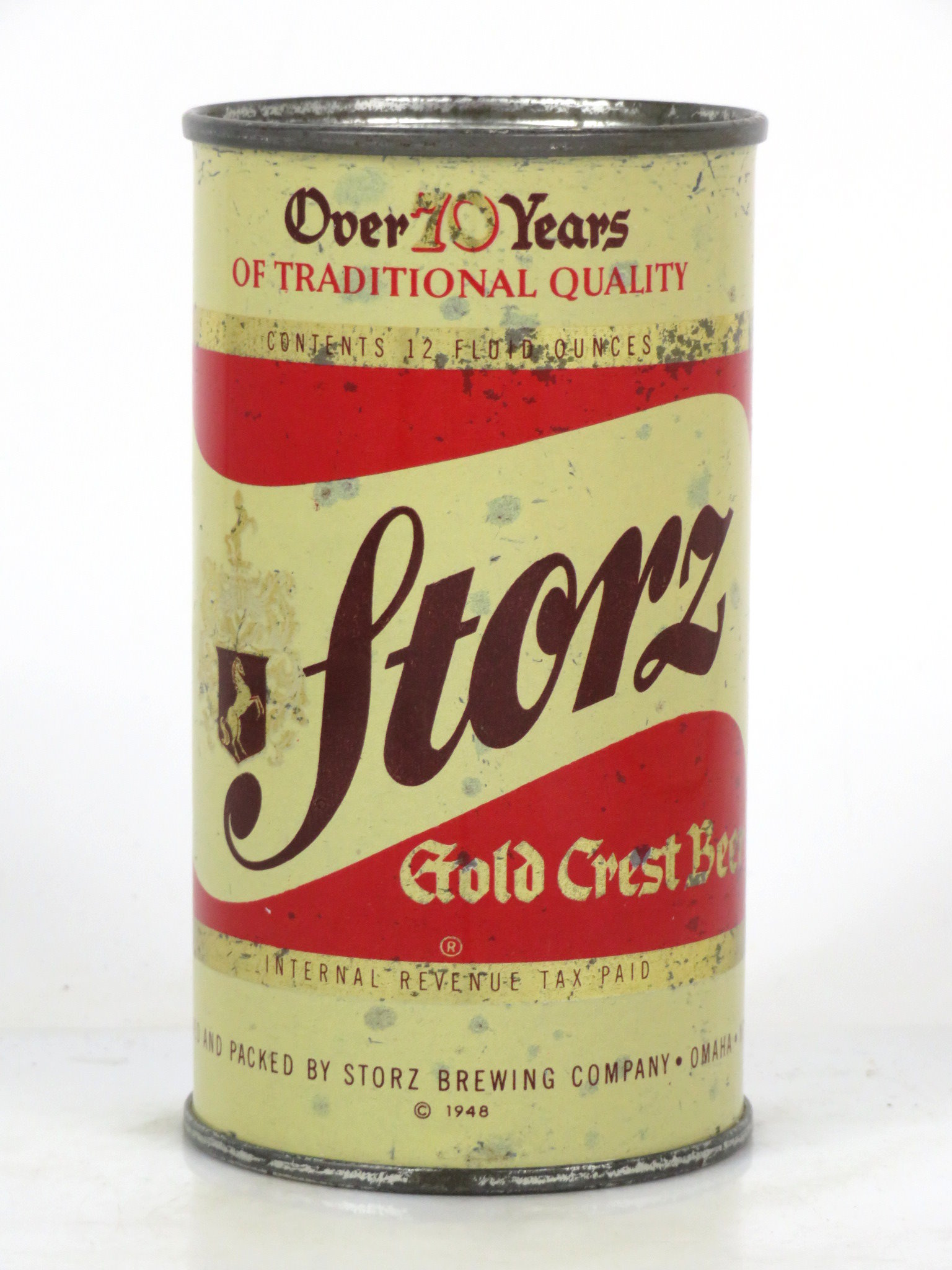 Item #10971 1948 Storz Gold Crest Beer Flat Top Can 137-17