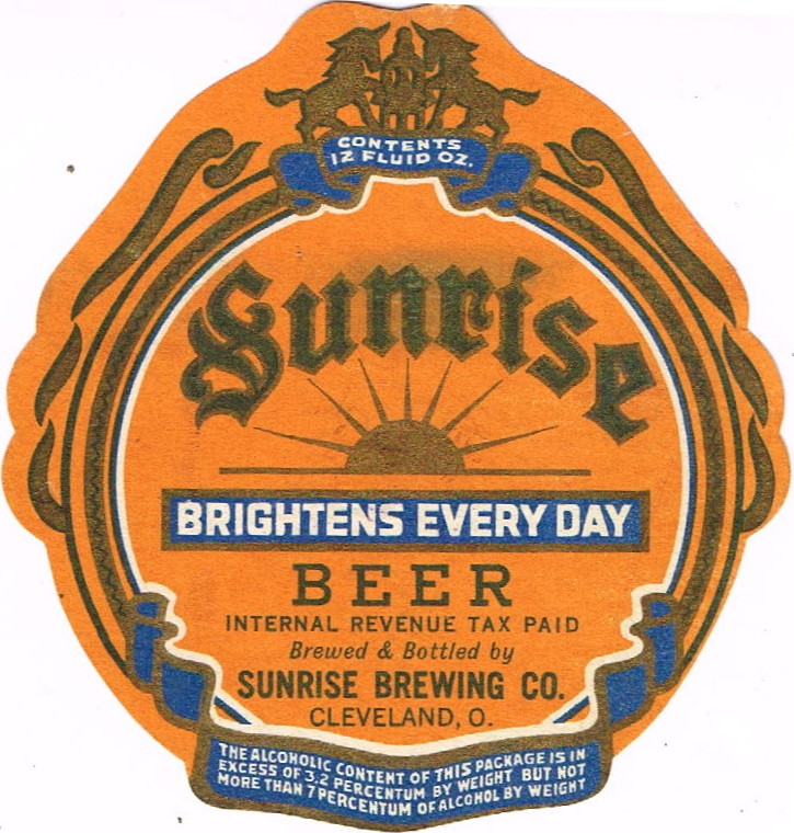 Item #110134 1936 Sunrise Light Beer Label OH48-22