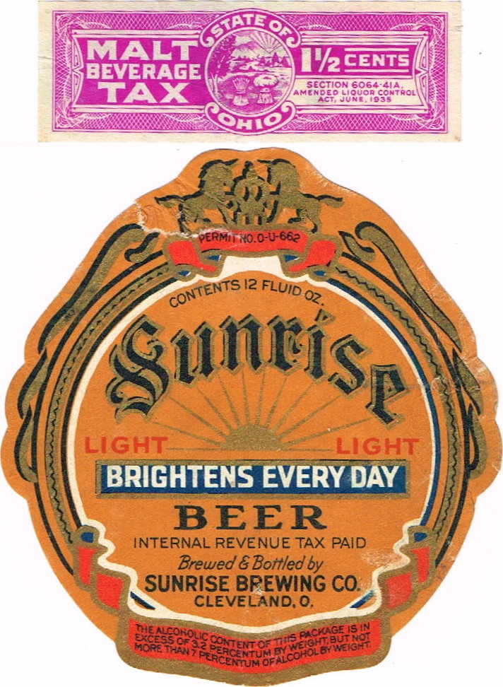 Item #110135 1935 Sunrise Light Beer Dupe Label OH48-21