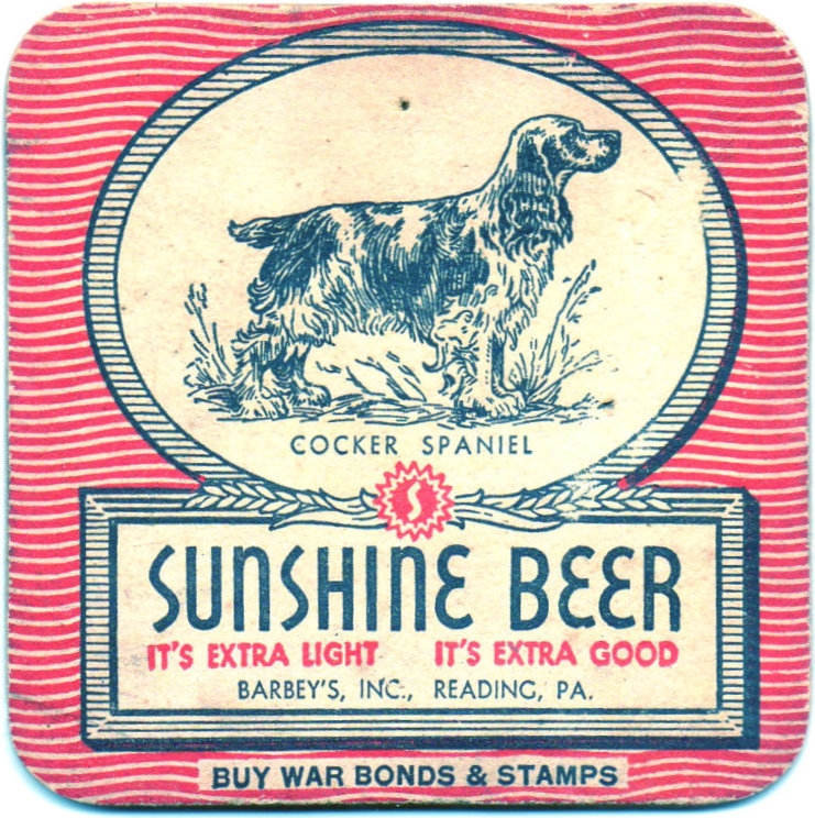 Item #6300 1950 Sunshine Beer Coaster PA-BARB-9