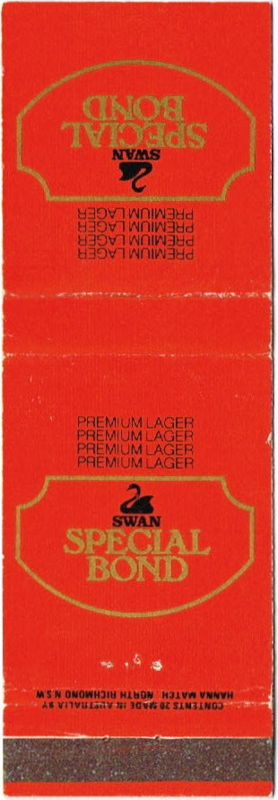 Item #43784 1975 Swan Special Bond Beer Matchcover AUL-SWAN-SB-1a