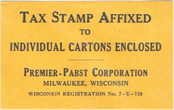 Item #91212 1933 Tax Stamp Affixed Label No Ref.