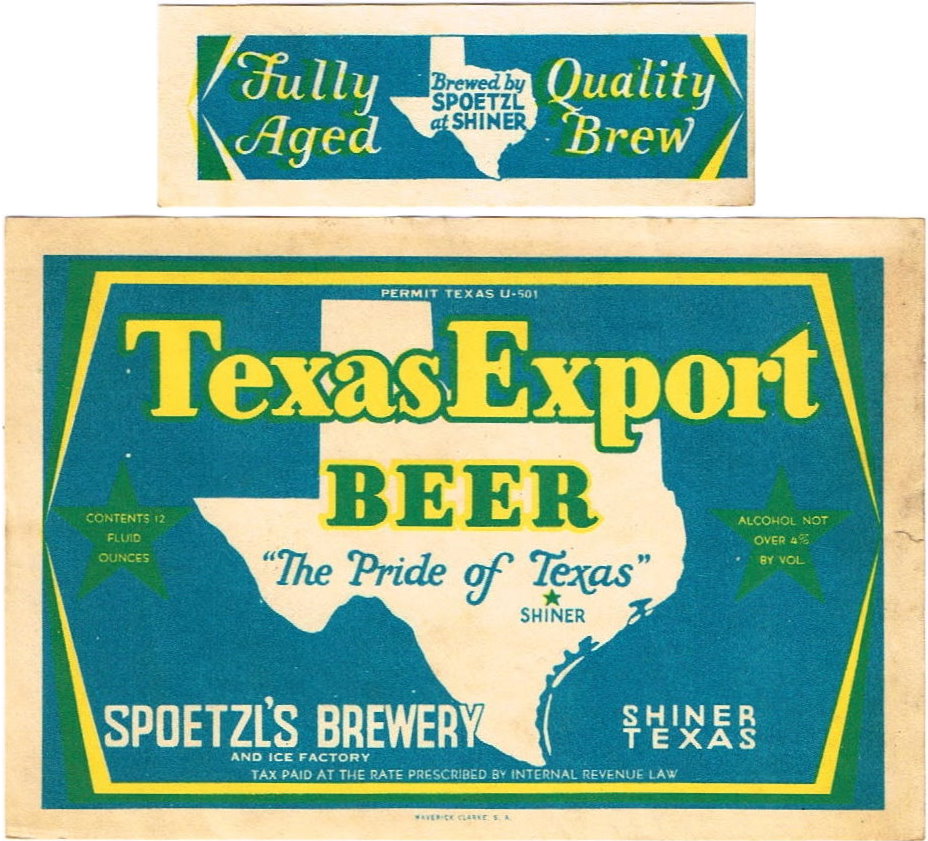 Item #19493 1933 Texas Export Beer Label WS106-21