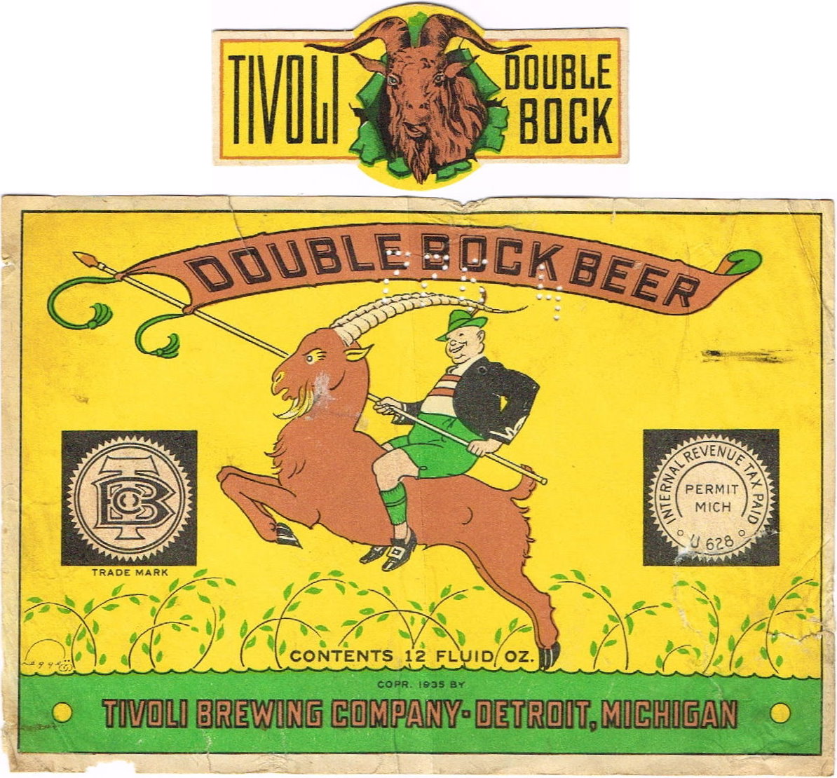 Item #100334 1934 Tivoli Double Bock Beer Label CS51-17