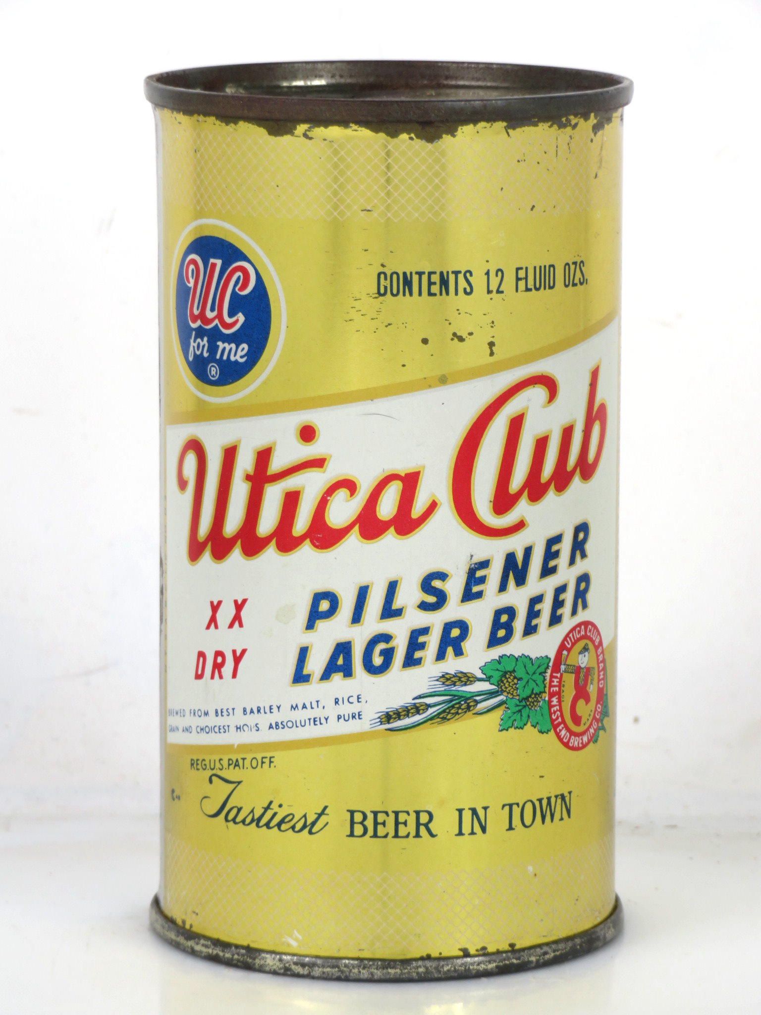 Item #93862 1953 Utica Club Pilsener Lager Beer mpm Flat Top Can 142-24.2