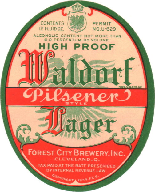 Item #92588 1934 Waldorf Pilsener Style Beer Label OH42-?? Unpictured.