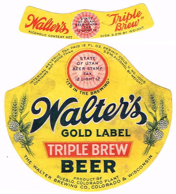 Item #61110 1938 Walter's Gold Label Triple Brew Beer Label