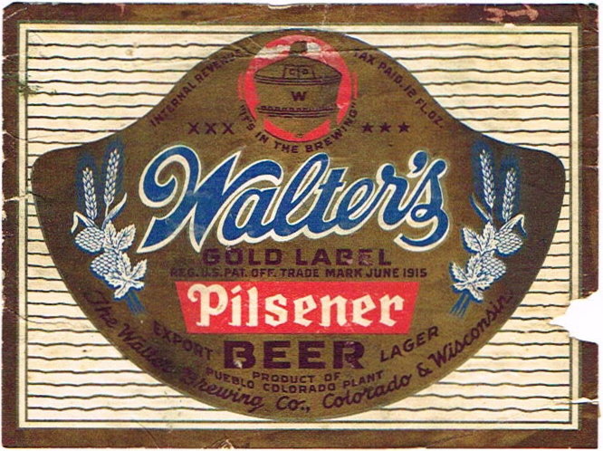 Item #99495 1947 Walter's Pilsener Beer Label WS64-10V