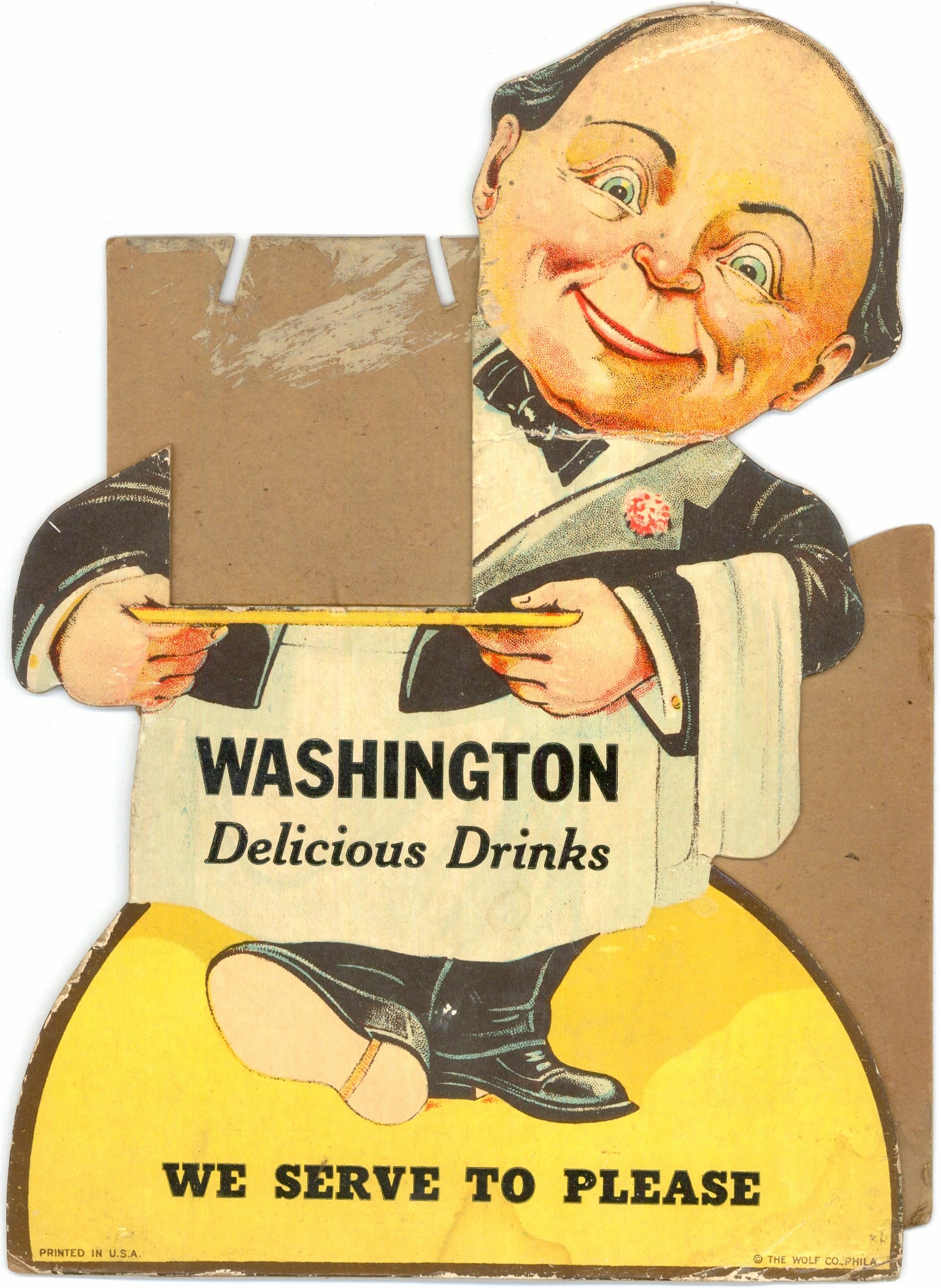 Item #95503 1930 Washington Delicious Drinks Cardboard Bottle Display Sign