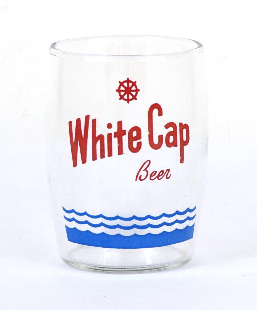 Item #14466 1954 White Cap Beer Barrel Glass