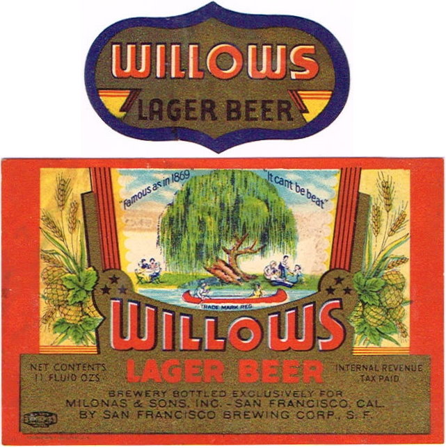 Item #23970 1935 Willows Lager Beer Label WS47-04